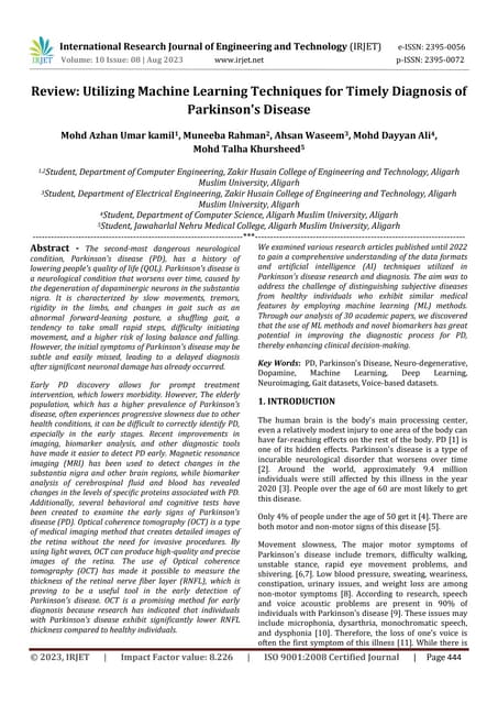 Parkinson’s Disease Detection By MachineLearning Using SVM | PDF | Brain and Nervous System ...