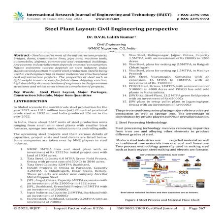 Steel Plant Layout: Civil Engineering perspective | PDF