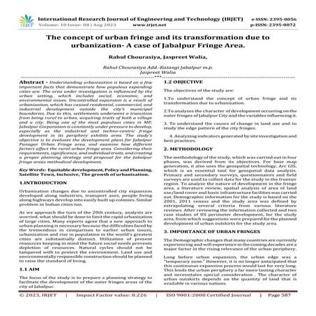 The concept of urban fringe and its transformation due to urbanization ...