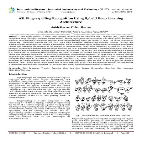 Asl Fingerspelling Recognition Using Hybrid Deep Learning Architecture Pdf