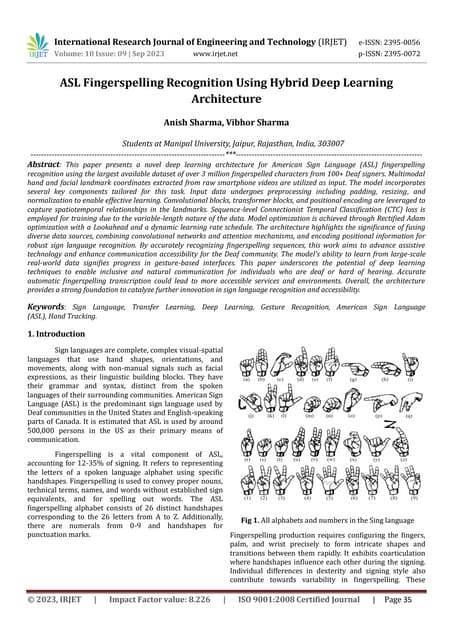 Asl Fingerspelling Recognition Using Hybrid Deep Learning Architecture Pdf