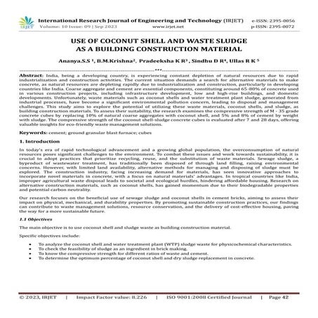 USE OF COCONUT SHELL AND WASTE SLUDGE AS A BUILDING CONSTRUCTION ...