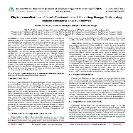 Phytoremediation of Lead-Contaminated Shooting Range Soils using Indian ...