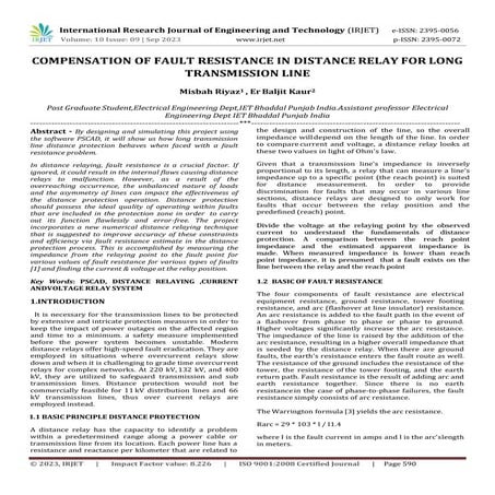 Compensation Of Fault Resistance In Distance Relay For Long Transmission Line Pdf