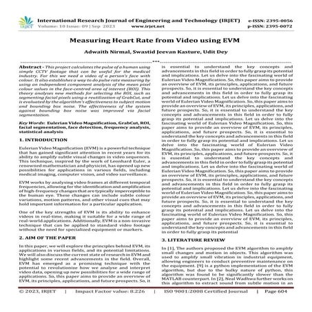 Measuring Heart Rate from Video using EVM | PDF