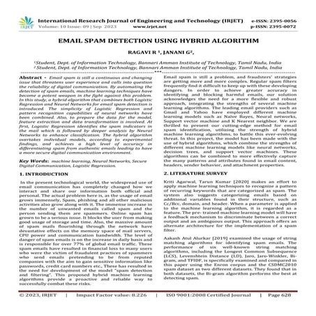 Email Spam Detection Using Hybrid Algorithm Pdf