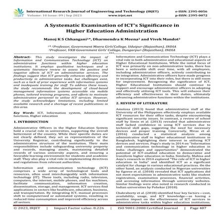 A Systematic Examination of ICT's Significance in Higher Education ...