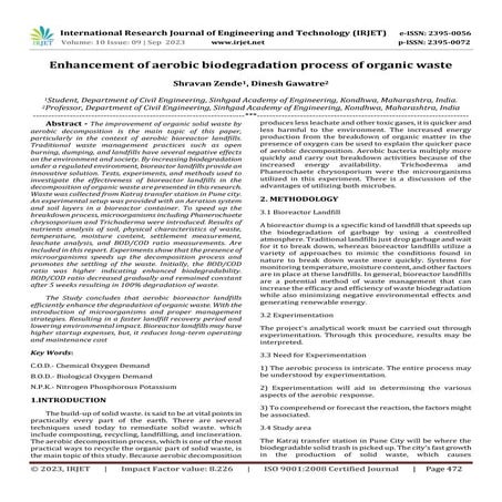 Enhancement of aerobic biodegradation process of organic waste | PDF