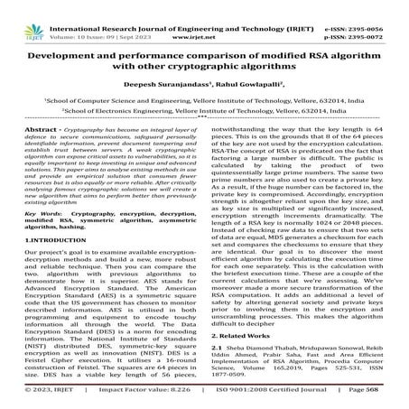 Development And Performance Comparison Of Modified Rsa Algorithm With Other Cryptographic 8693