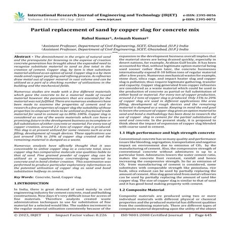 Partial replacement of sand by copper slag for concrete mix | PDF