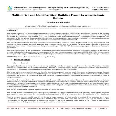 Multistoried and Multi Bay Steel Building Frame by using Seismic Design ...