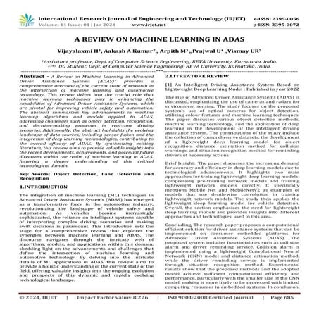 A REVIEW ON MACHINE LEARNING IN ADAS | PDF