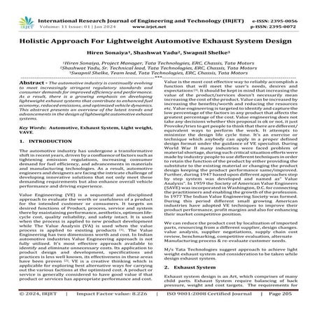 Holistic Approach For Lightweight Automotive Exhaust System Design | PDF