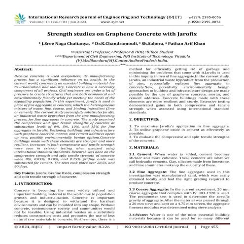 Strength studies on Graphene Concrete with Jarofix | PDF