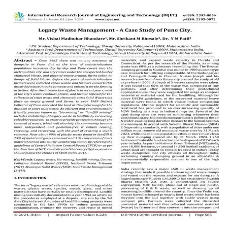 Legacy Waste Management - A Case Study of Pune City | PDF