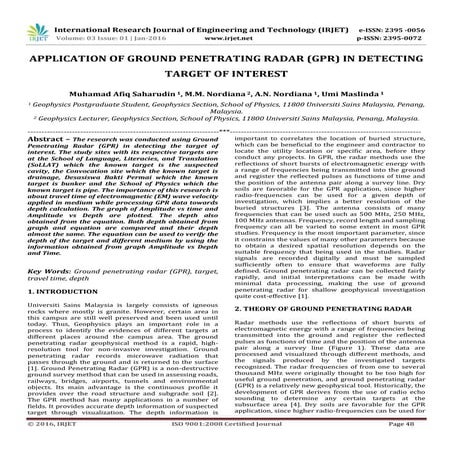 Application of Ground Penetrating Radar (GPR) In Detecting Target of Interest | PDF