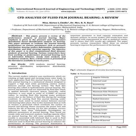 CFD Analysis of Fluid Film Journal Bearing: A Review | PDF | Free Download