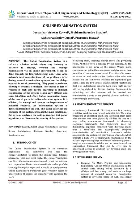 Online Examination System Project report | PDF