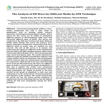 The Analysis of EM Wave for Different Media by GPR Technique | PDF