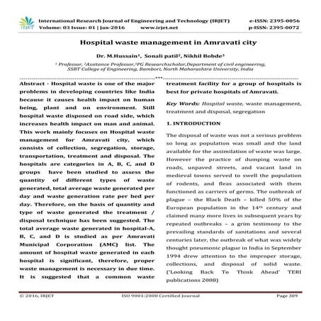Hospital waste management in Amravati city | PDF
