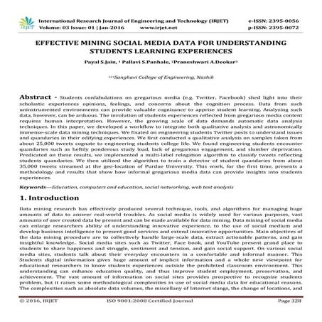Effective Mining Social Media Data for Understanding Students Learning Experiences | PDF