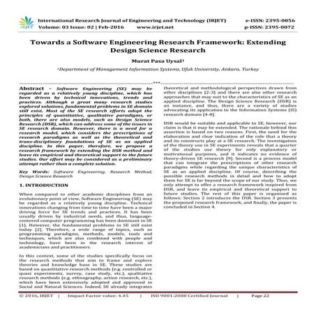Towards a Software Engineering Research Framework: Extending Design ...