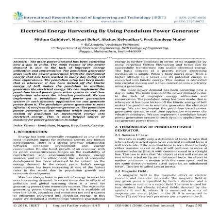 Electrical Energy Harvesting By Using Pendulum Power Generator | PDF
