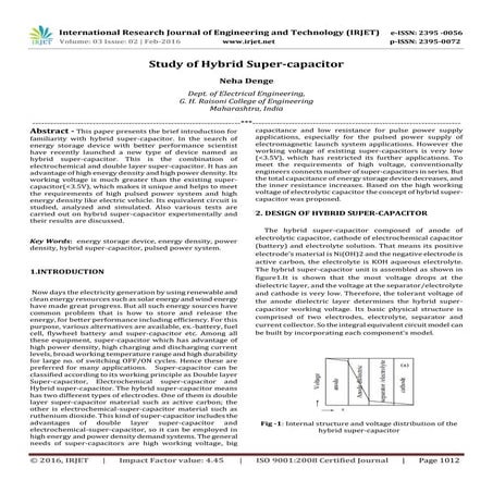 Study of Hybrid Super-capacitor | PDF | Chemistry | Science