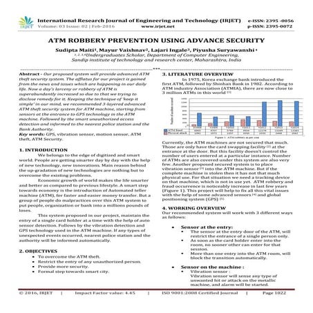 ATM Robbery Prevention Using Advance Security | PDF