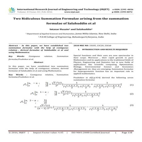 Two Ridiculous Summation Formulae Arising From The Summation Formulae