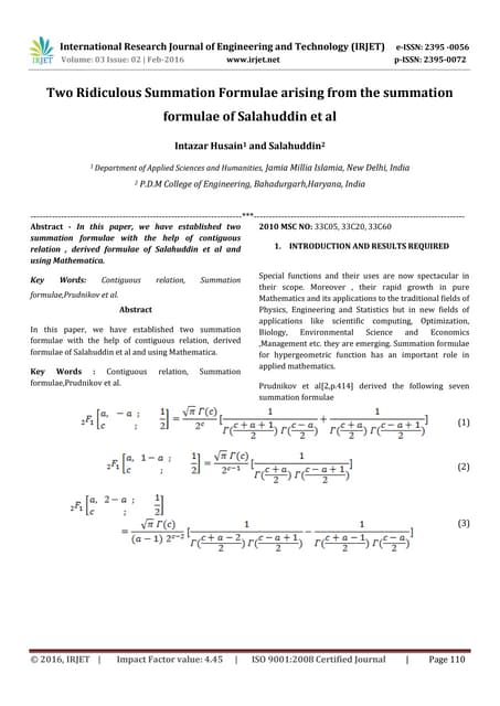 Two Ridiculous Summation Formulae Arising From The Summation Formulae