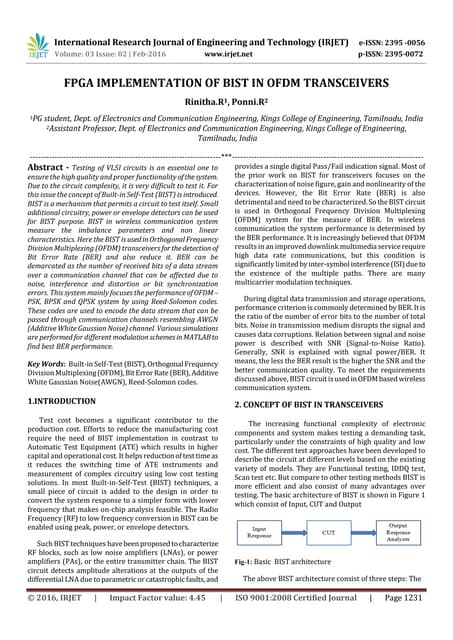 Fpga Implementation Of Bist In Ofdm Transceivers Pdf Free Download