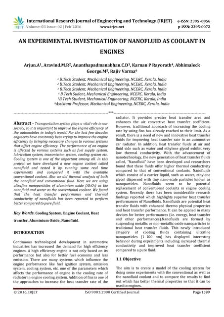 Enhancement of rate of heat transfer using nano fluids | PPT