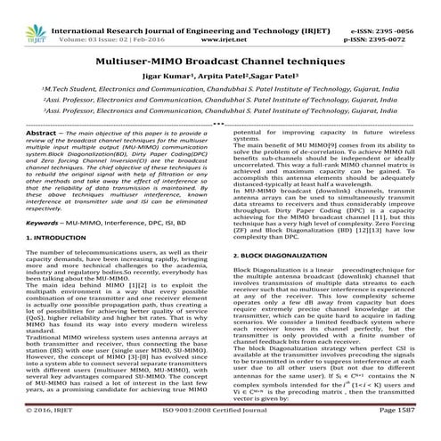 Multi user-MIMO Broadcast Channel techniques | PDF