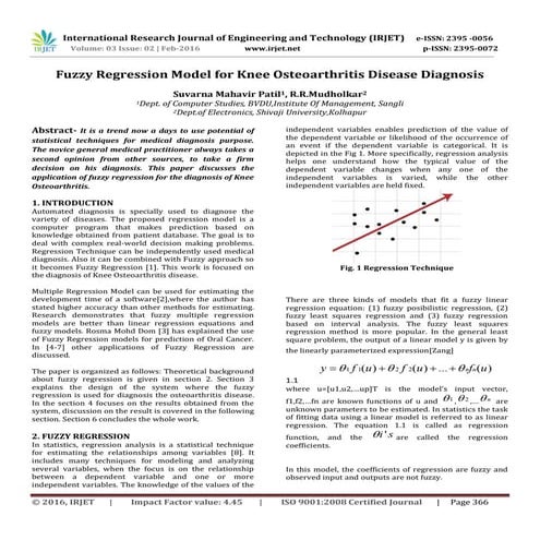 Fuzzy Regression Model For Knee Osteoarthritis Disease Diagnosis Pdf 