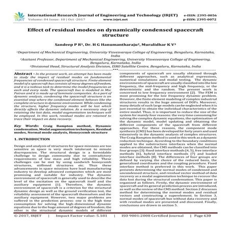 Effect of Residual Modes on Dynamically Condensed Spacecraft Structure | PDF