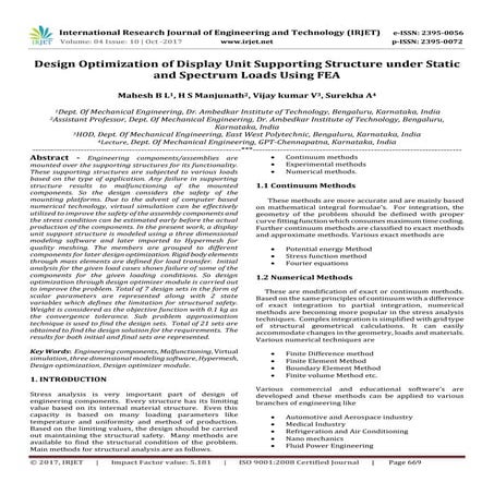 Design Optimization of Display Unit Supporting Structure Under Static ...