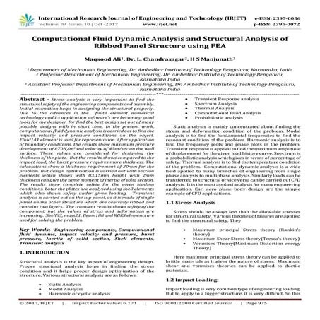 Computational Fluid Dynamic Analysis and Structural Analysis of Ribbed Panel Structure using FEA ...
