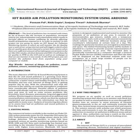 Iot Based Air Pollution Monitoring System Using Arduino Pdf 4266