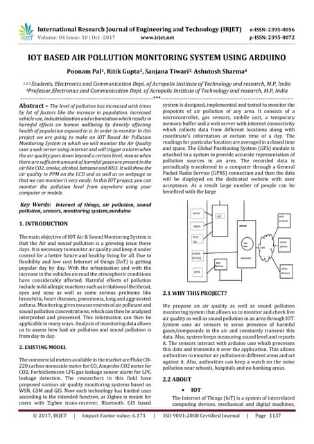 Iot Based Air Pollution Monitoring System Using Arduino Pdf 4266