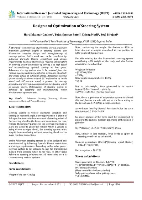 Design and Development of Ackerman Steering System for Formula Student ...