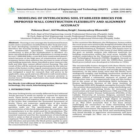 Modeling of Interlocking Soil Stabilized Bricks for Improved Wall ...