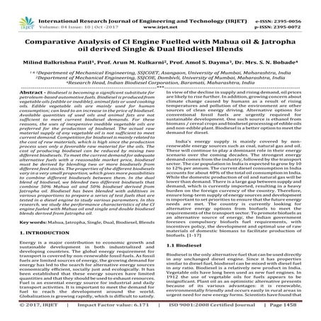 Comparative Analysis of CI Engine Fuelled with Mahua oil & Jatropha oil ...