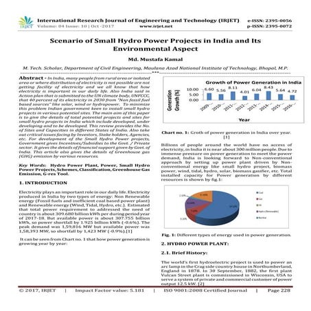 Scenario of Small Hydro Power Projects in India and its Environmental ...
