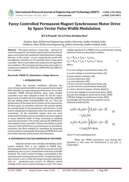 Fuzzy Controlled Permanent Magnet Synchronous Motor Drive By Space