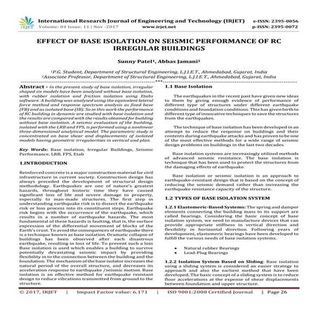 Effect of Base Isolation on Seismic Performance of RC Irregular Buildings | PDF | Civil ...