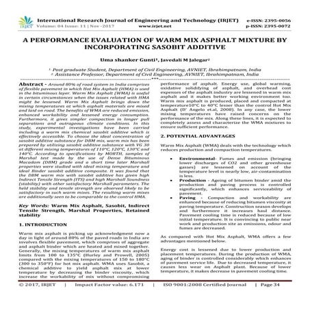 A Performance Evaluation of Warm Mix Asphalt Mixture by Incorporating ...