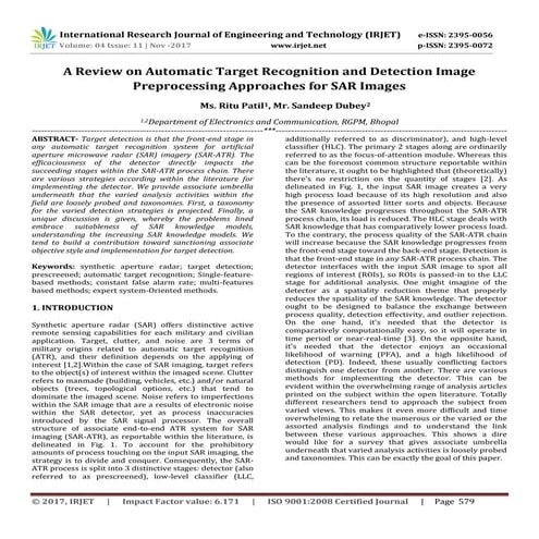A Review On Automatic Target Recognition And Detection Image
