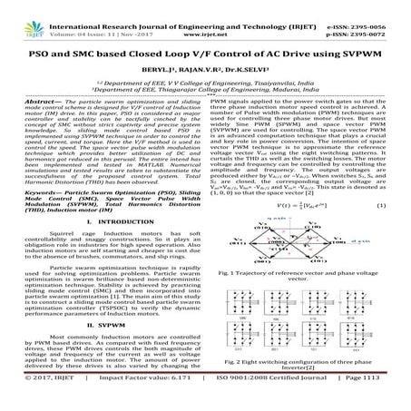 Pso And Smc Based Closed Loop V F Control Of Ac Drive Using Svpwm Pdf