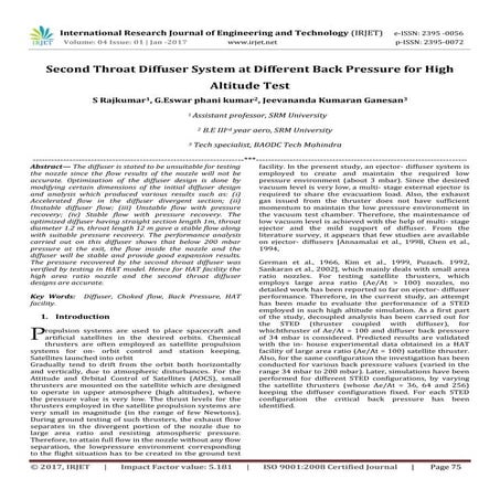 Second Throat Diffuser System at Different Back Pressure for High ...